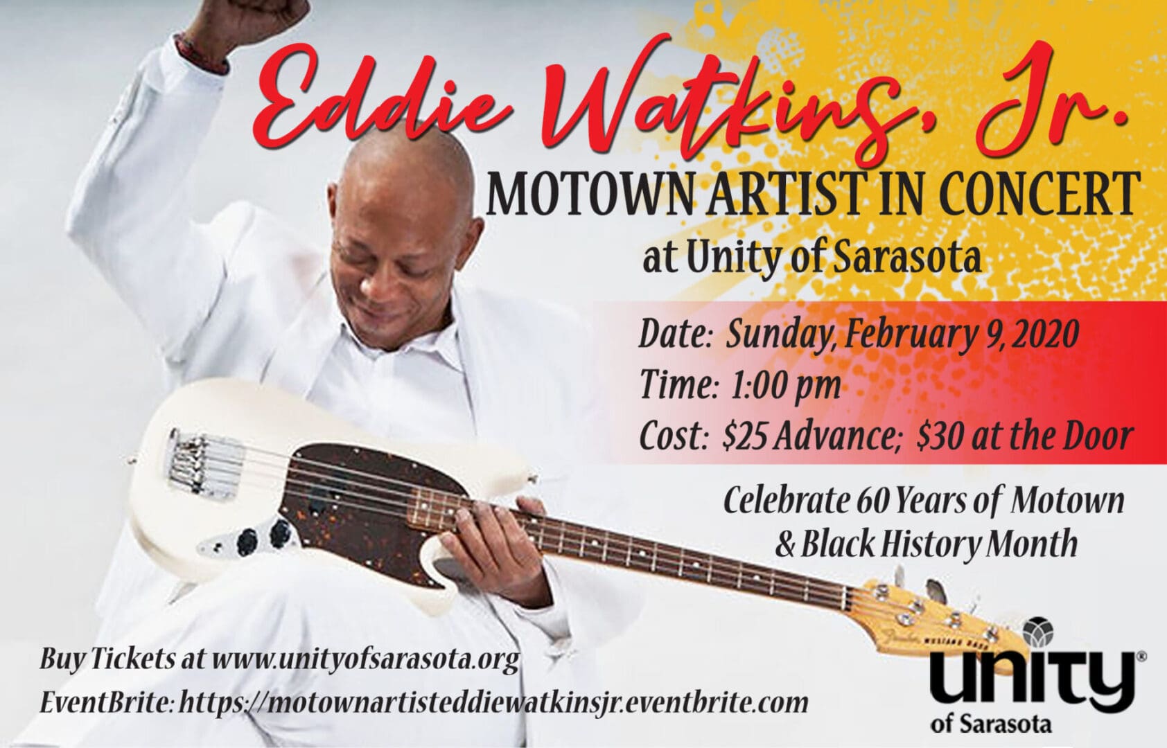 Eddie Watkins, Jr. ... Motown Artist in Concert at Unity of Sarasota ...